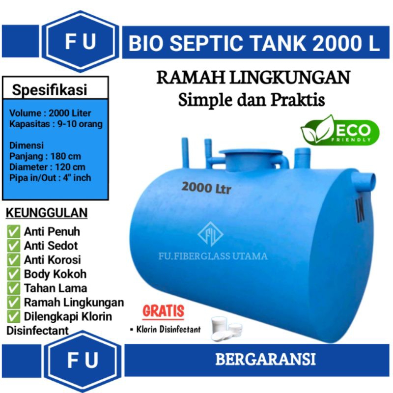 Jual Bio septic tank 2000 liter septictank biotech biofilter IPAL STP ...