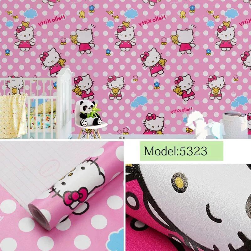 Jual Wallpaper Dinding Wallpaper Motif Hello Kitty Polkadot 7 m,s/d 8m Lebar 45cm | Shopee Indonesia