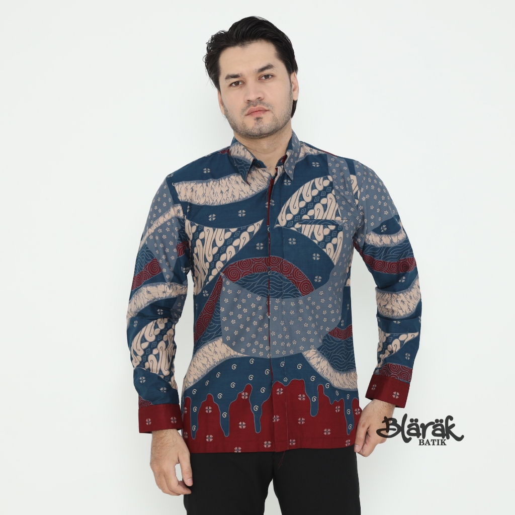 Jual BLARAK - Baju Batik Pria Sagara Lintang Biru | Shopee Indonesia