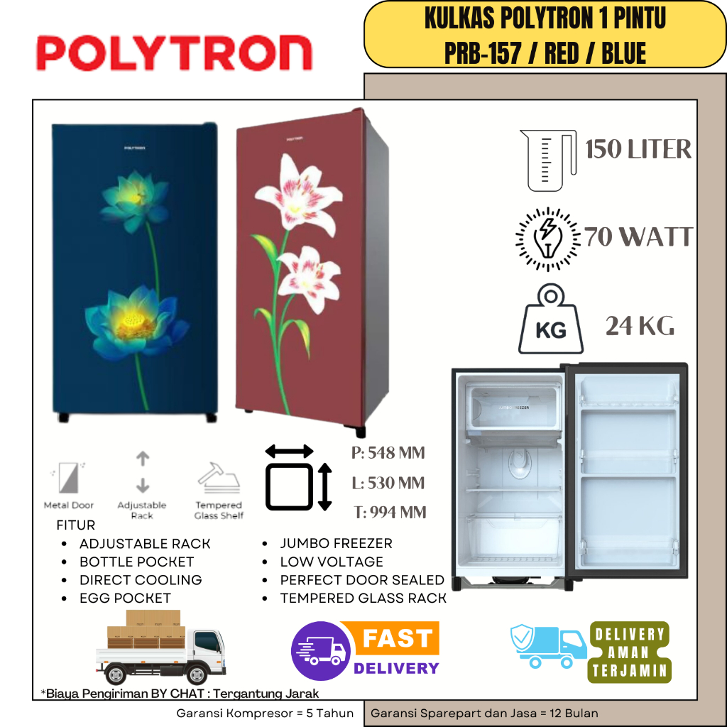 Jual KULKAS POLYTRON 1 PINTU PRB-157 (150 LITER), PRB-177 (170 LITER ...