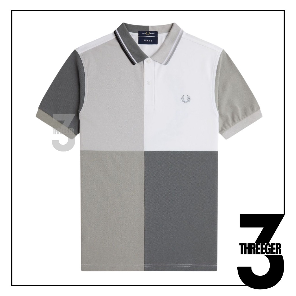 Jual Fred Perry x Beams Patchwork Polo White Original / Kaos Fred Perry ...