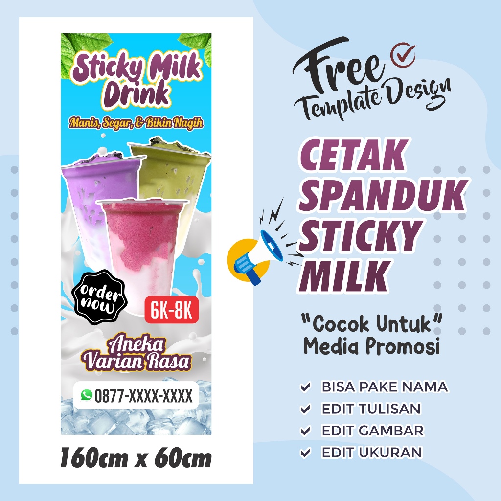 Jual Banner Spanduk - Es Stiki Milk / Sticky Milk - Custom Bisa Di Edit ...