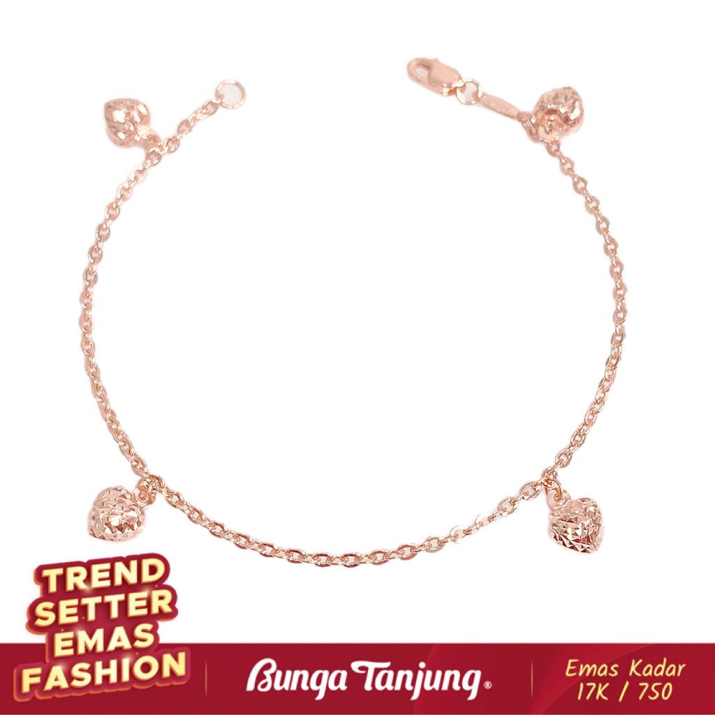 Jual GELANG HOLLOW RUMBAI HATI 4 ARSIR - EMAS 17K - BUNGA TANJUNG GOLD ...