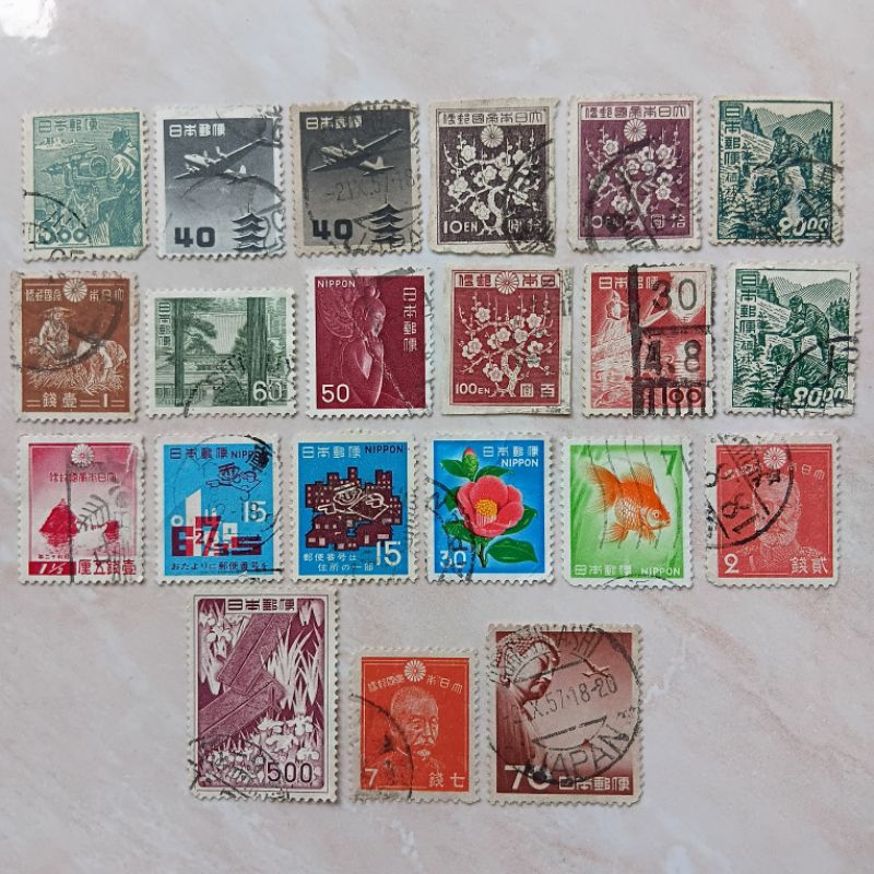Jual Perangko Prangko Kuno Jadul Jepang Nippon 21 Pcs Campur 1950-1990 ...