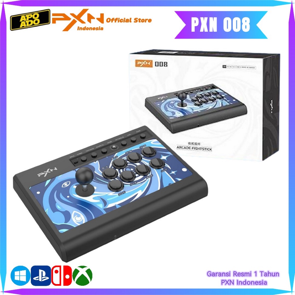 Jual PXN 008 Arcade Stick Fight Stick Game Controller Joystick Green Axis Mechanical Buttons USB ...
