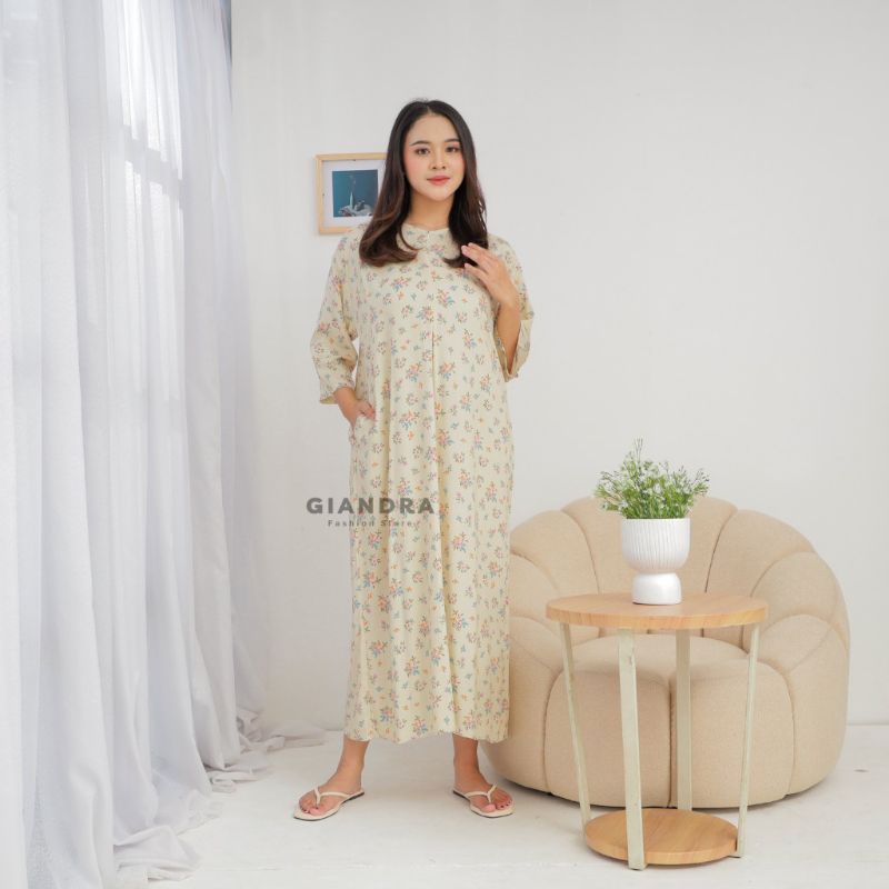 Jual Giandra - Daster Dress Rayon Busui Bunga Amora Resleting Motif Lengan 3/4 Viscosse Premium ...
