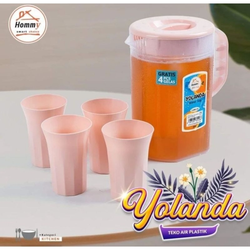 Jual Eskan Hommy Yolanda 2,2 liter set gelas 4 Pieces | Shopee Indonesia