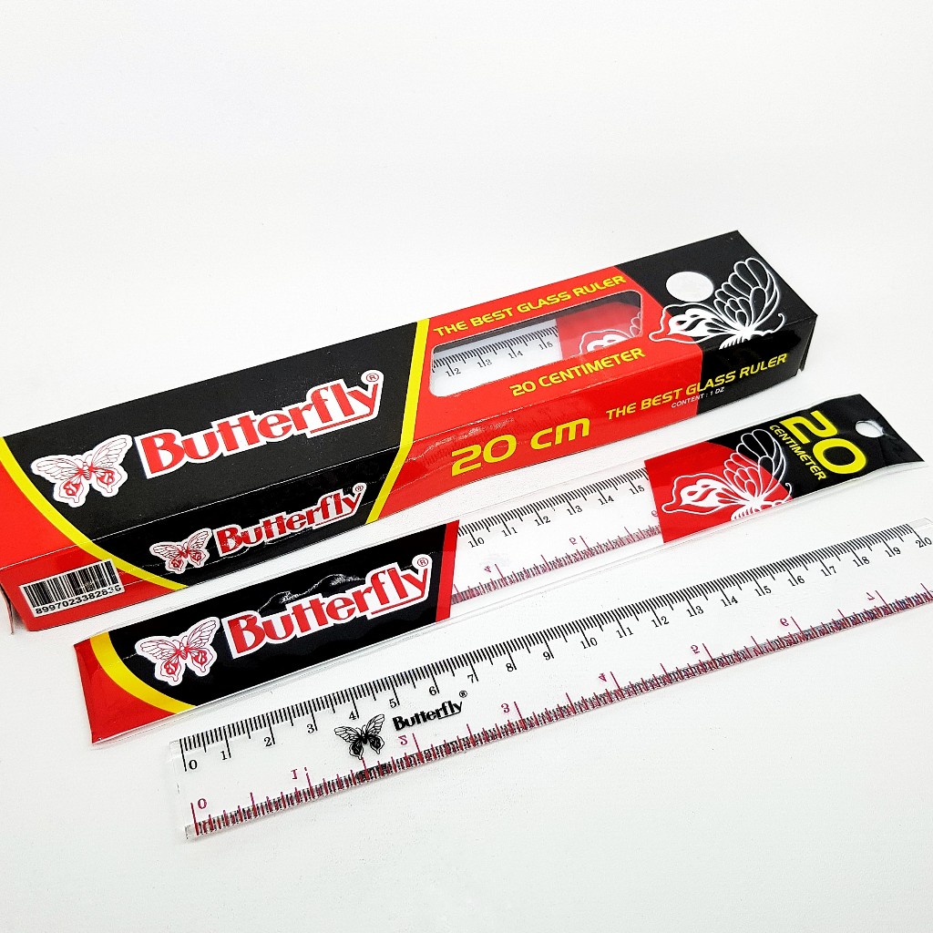 Jual Penggaris Plastik / Glass Ruler / Garisan Plastik Mika Butterfly ...