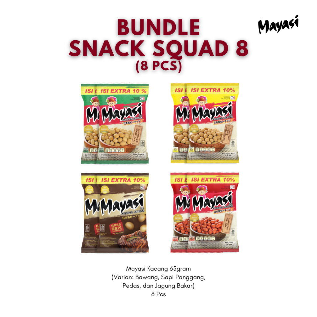 Jual BUNDLE SNACK SQUAD 8 Mayasi Kacang 65 gr + 10% Mix Rasa (8 pcs) | Shopee Indonesia