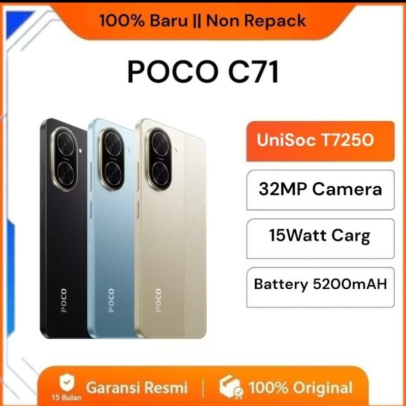 Jual POCO C71 Ram 4+4Gb/128Gb||32MP Garansi resmi | Shopee Indonesia