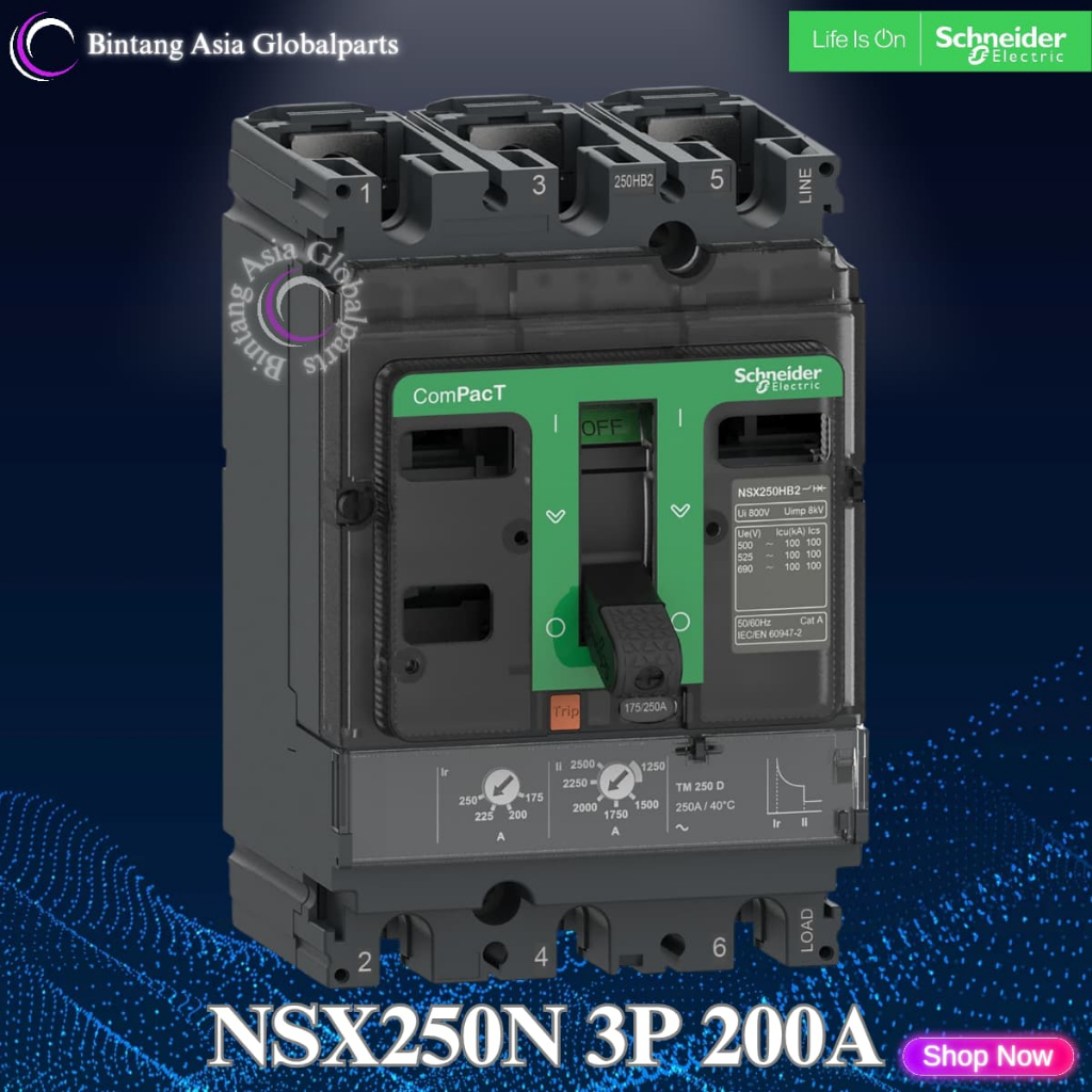 Jual MCCB 3 Phase 200 Ampere Schneider C25N3TM200 Original / MCCB 3p ...