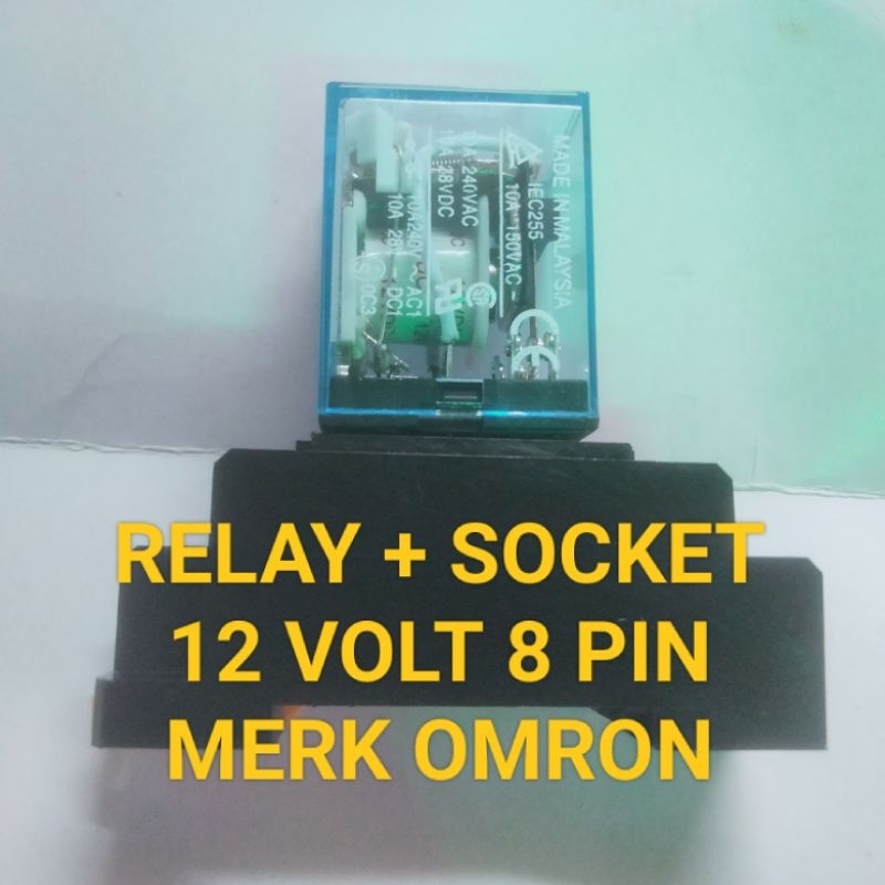 Jual SATU SET OMRON RELAY SOCKET 12V 8PIN RILAY SOKET 12 VOLT 8 KAKI ...