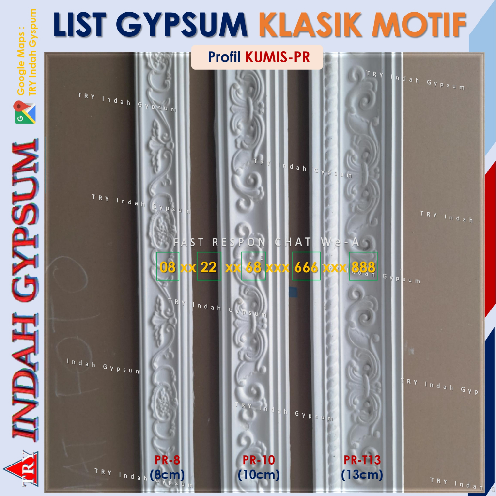 Jual List PLAFON Gypsum KLASIK motif KUMIS PR 8cm 10cm 13cm - Original ...