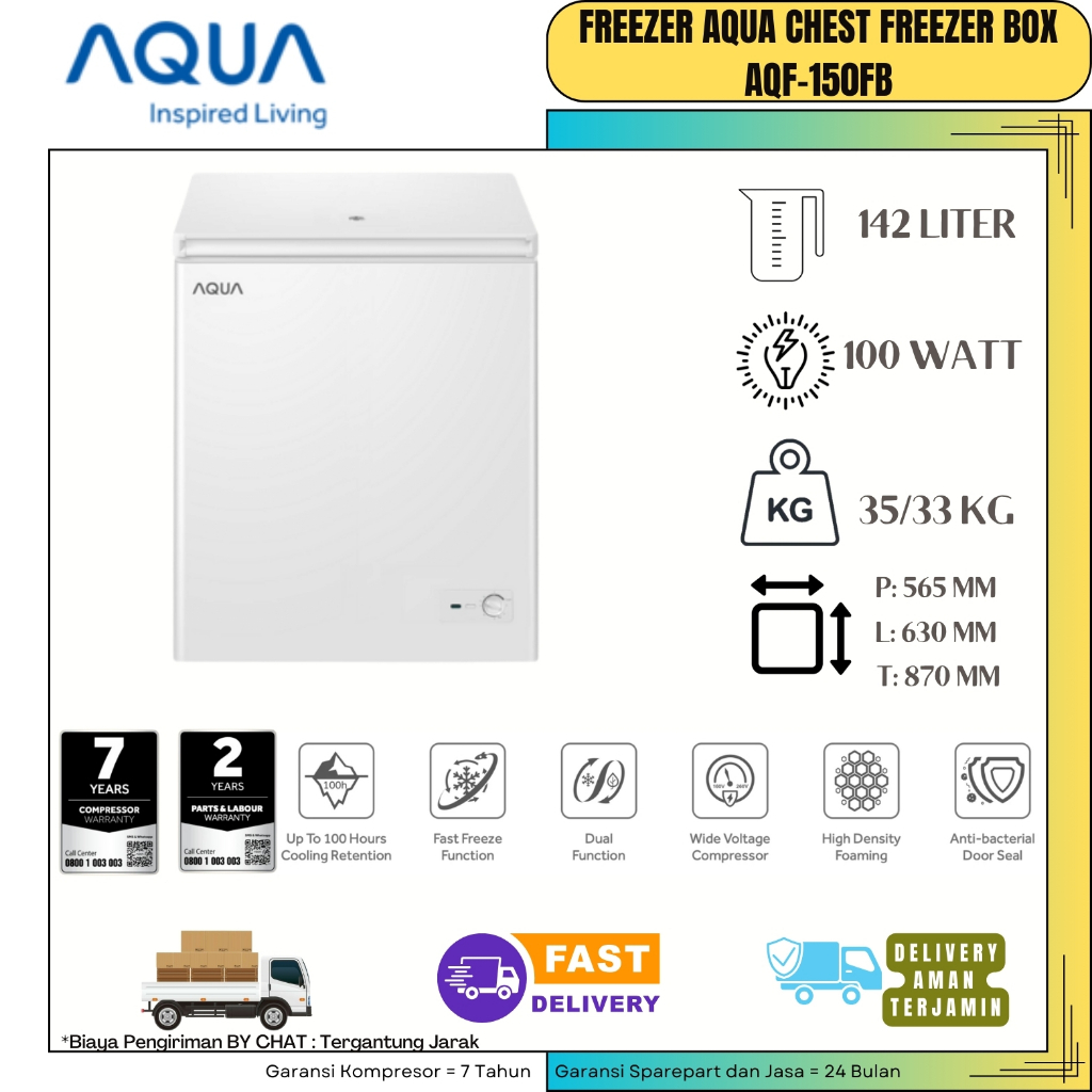 Jual FREEZER AQUA CHEST FREEZER BOX AQF-150FB (142 LITER) -BOX 1 PINTU ...