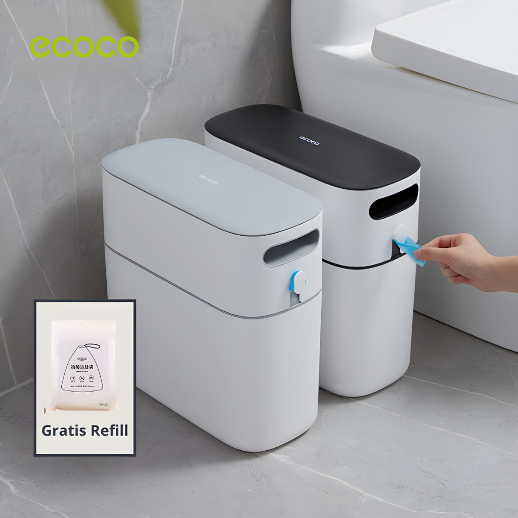 Jual ECOCO Simple Zip Trash Can - Tempat Sampah Tong Sampah Kamar Mandi Dapur Trash Bin Toilet ...