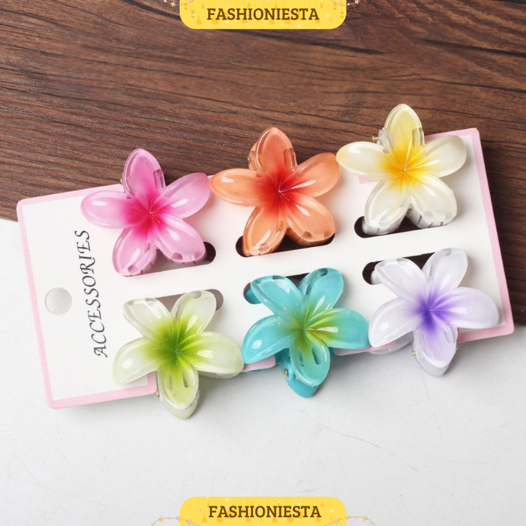 Jual Jedai Jepitan Rambut Motif Bunga Kamboja 4 CM Korea Style Fashion ...