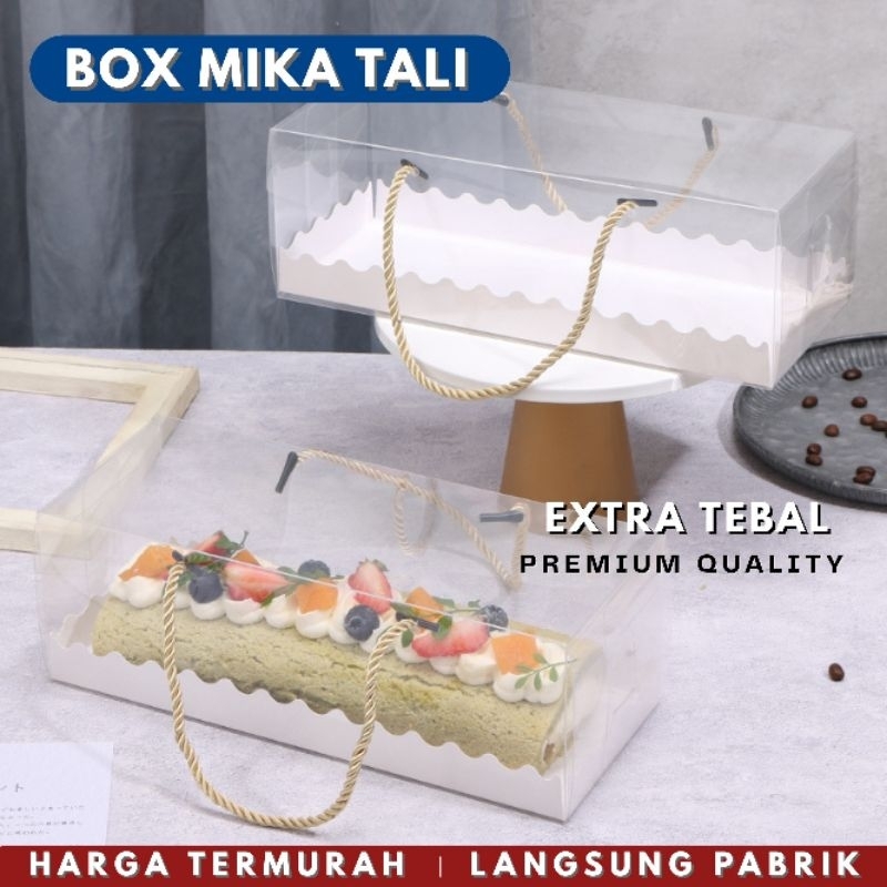 Jual BOX MIKA TALI / Kotak Transparan Tali Emas Dos Roll cake / Box ...
