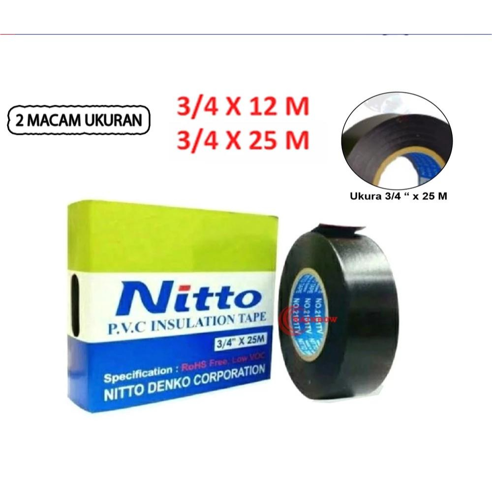 Jual NITTO ISOLASI LISTRIK ORIGINAL / ISOLASI NITO 3/4" x 12 Meter / 30 ...