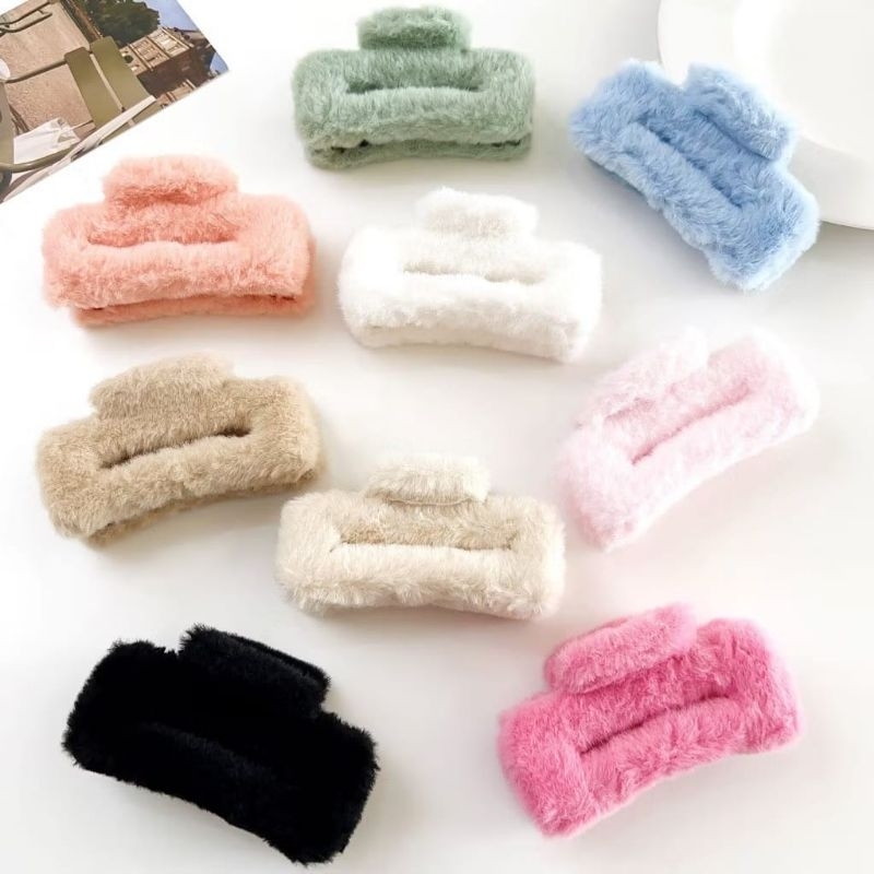 Jual FARIN - Jedai Rambut Bulu Premium Model Kotak Persegi Korean Style ...