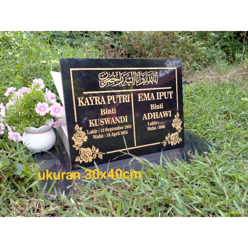Jual Papan Batu nisan granit hitam model dua nama | Shopee Indonesia