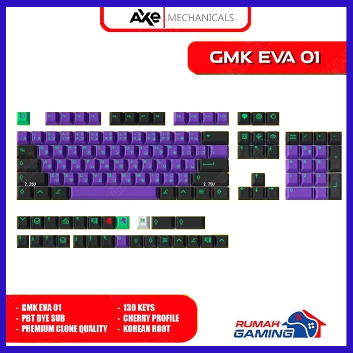 Jual AXE MECHANICALS - Cherry - Gmk - Mecha 01 - Eva 01 - PBT - Dye Sub ...
