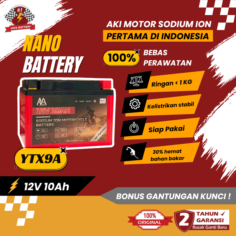 Jual NANO BATTERY Aki Motor Sodium Ion 12.4V 10Ah YTX9A / YTX9-BS Aki ...