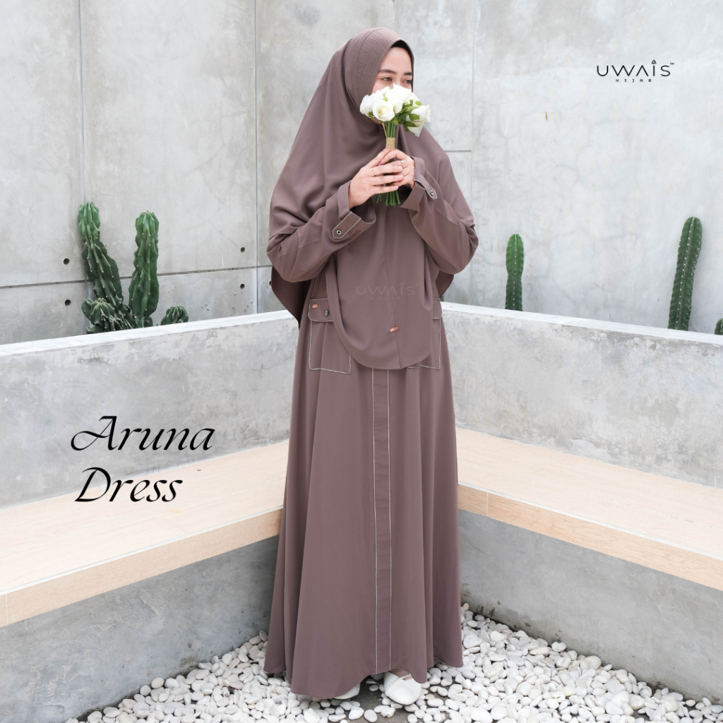 Jual Aruna Dress Anti UV Abaya Gamis Haji dan Umroh Polos Wudhu dan Busui Friendly | Shopee ...