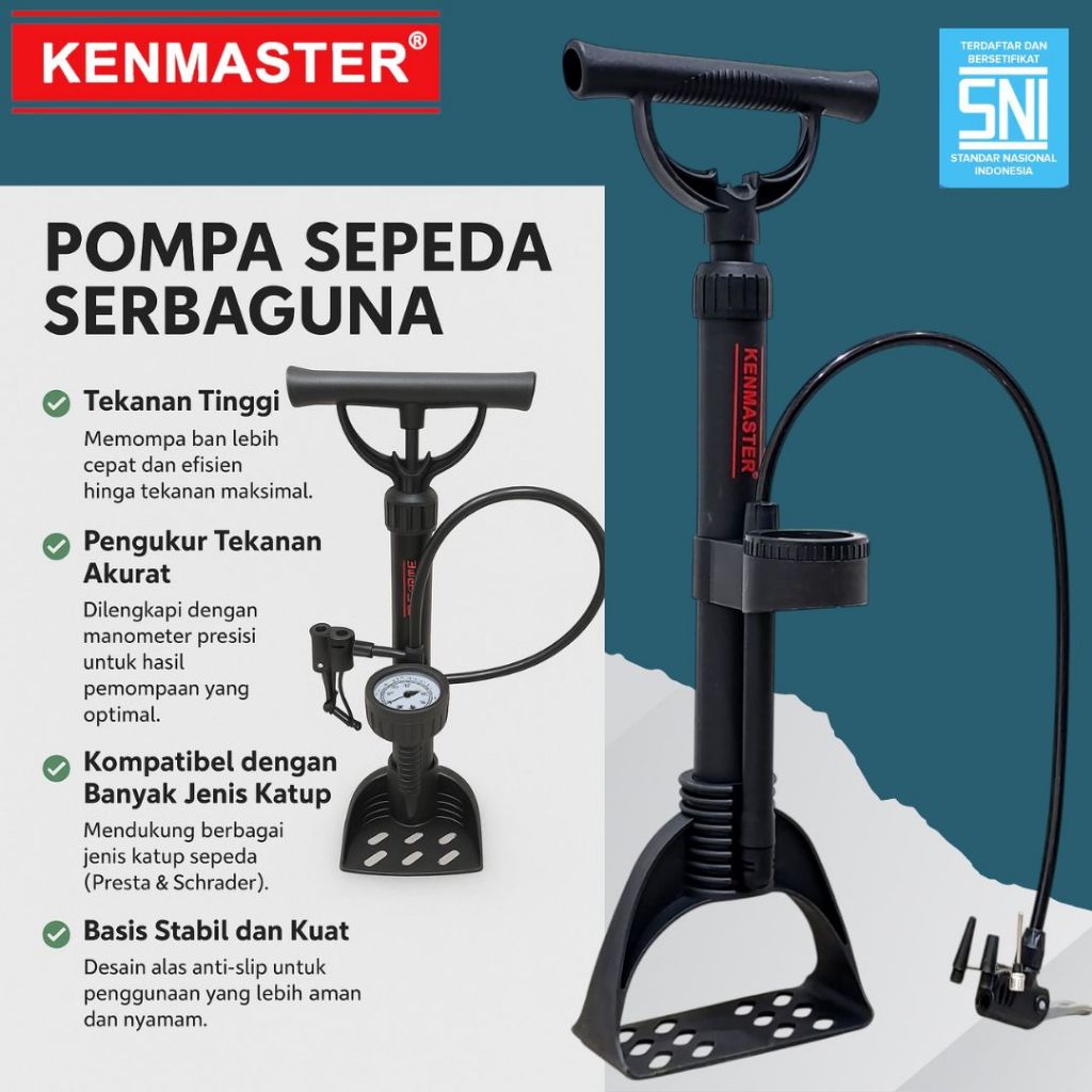 Jual KENMASTER Pompa Sepeda Ban Motor Tabung Meter Kompa Balon Bola ...