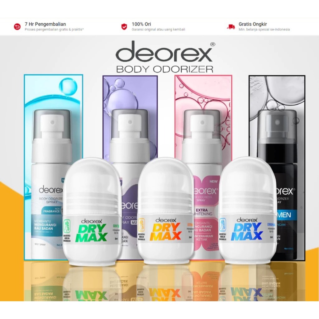 Jual Deorex Body Odorizer Spray 60 ml-DryMax AntiPerspirant Deodorant ...