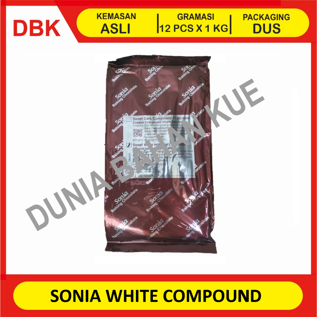 Jual SONIA WHITE CHOCOLATE COMPOUND 1 KG - 1 DUS 12 PCS / COKELAT ...