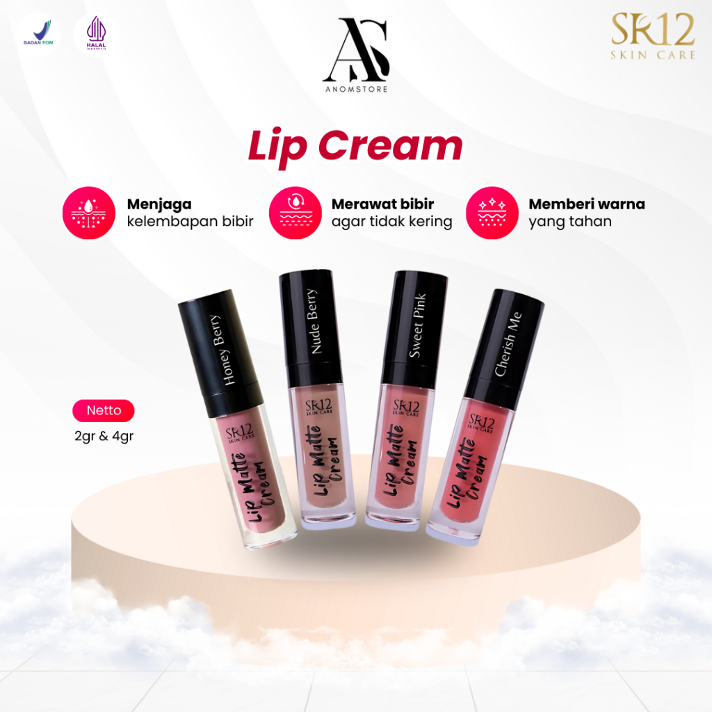Jual Lip Mousse Cream SR12 Melembabkan Bibir Alami Fresh Matte Bebas Paraben | Shopee Indonesia
