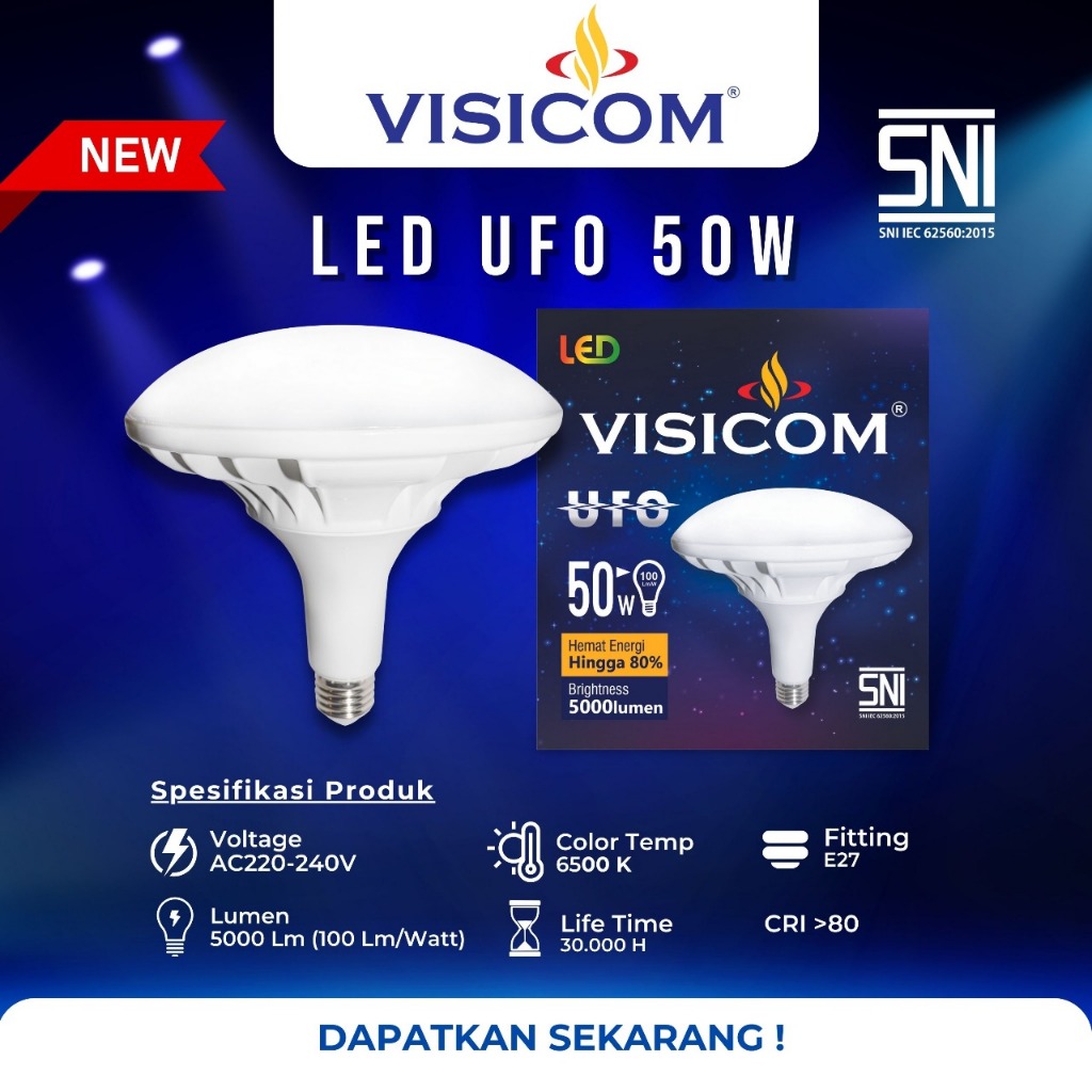 Jual VISICOM - Lampu LED UFO 50 watt - Cahaya Putih | Shopee Indonesia