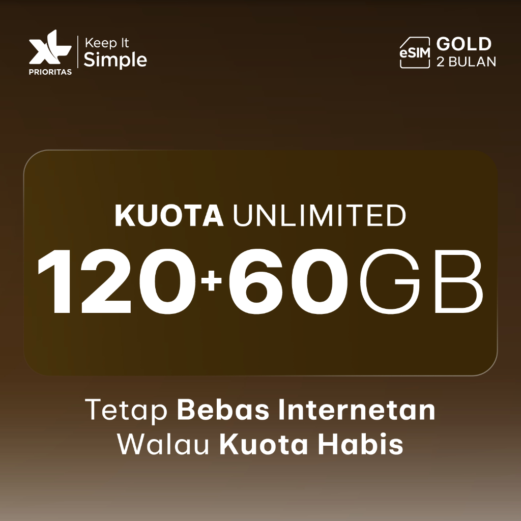 Jual BARU! eSIM XL PRIORITAS Gold Unlimited FUP 140GB - 2 Bulan | Shopee Indonesia