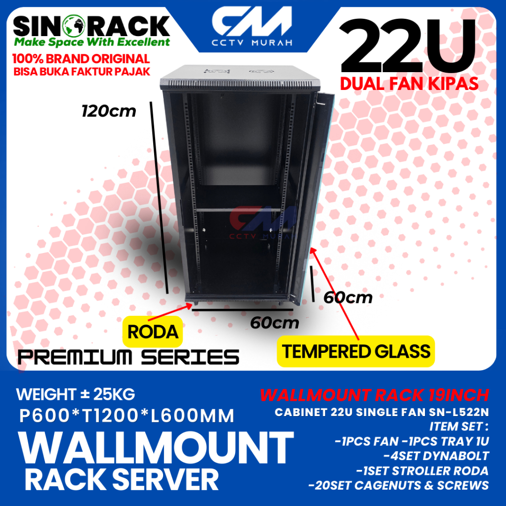 Jual Wall mount Rack Server 22U, Rack Server Single Door 22U | Shopee ...