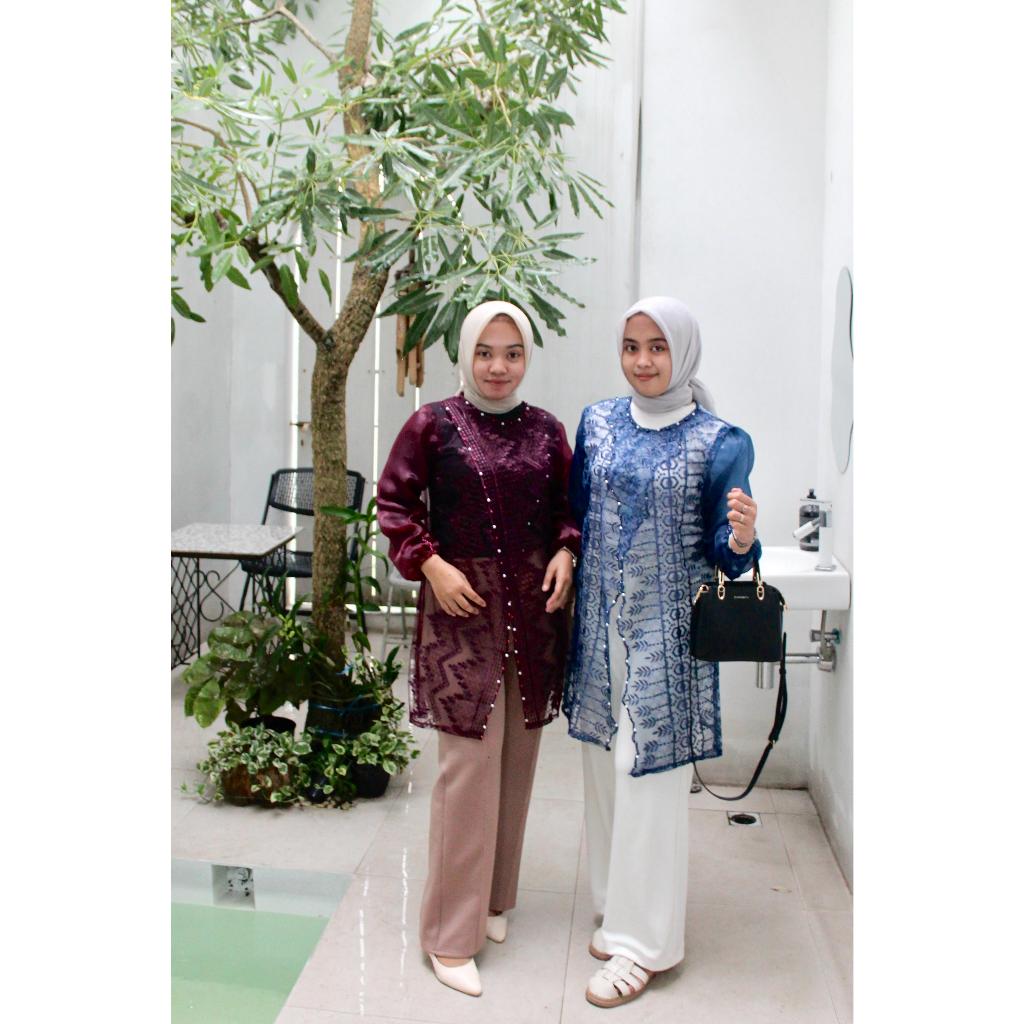 Jual MARCELLA Tunik Outer Silang Brokat Etnik Outer Brukat Kondangan ...