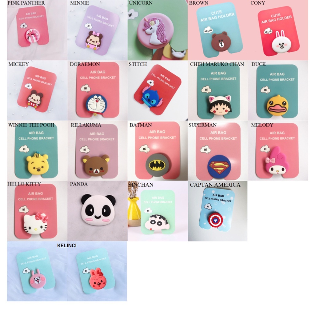 Jual Pop socket HP holder karakter pompom bulu emoji Random aksesoris ...