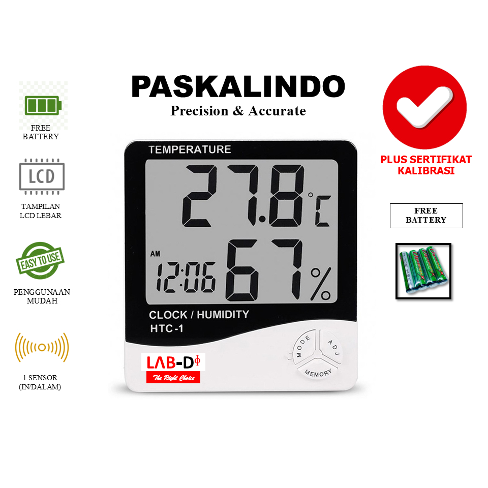 Jual Thermometer Hygrometer LAB-D HTC-1 Termometer Alat Ukur Suhu ...