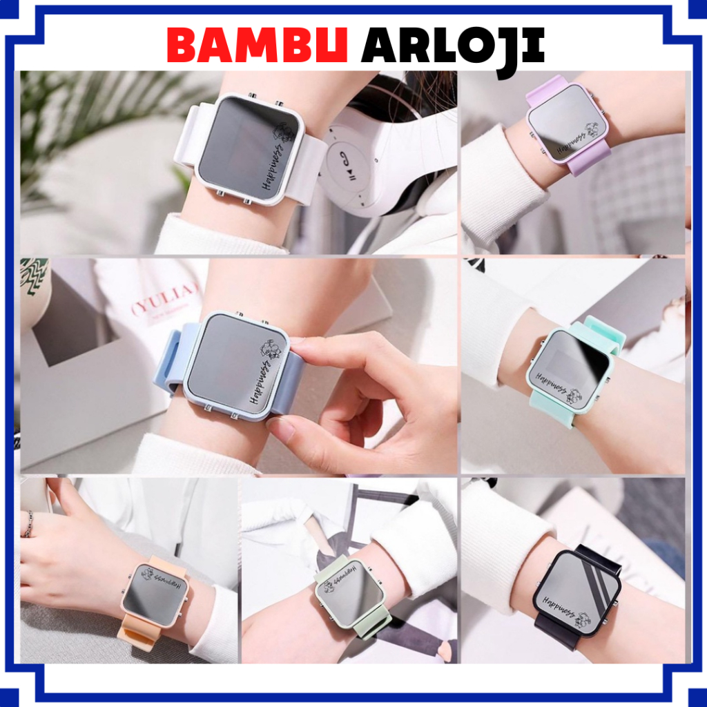 Jual BAJ Jam Tangan Cermin Persegi Wanita Pria LED Digital Student ...
