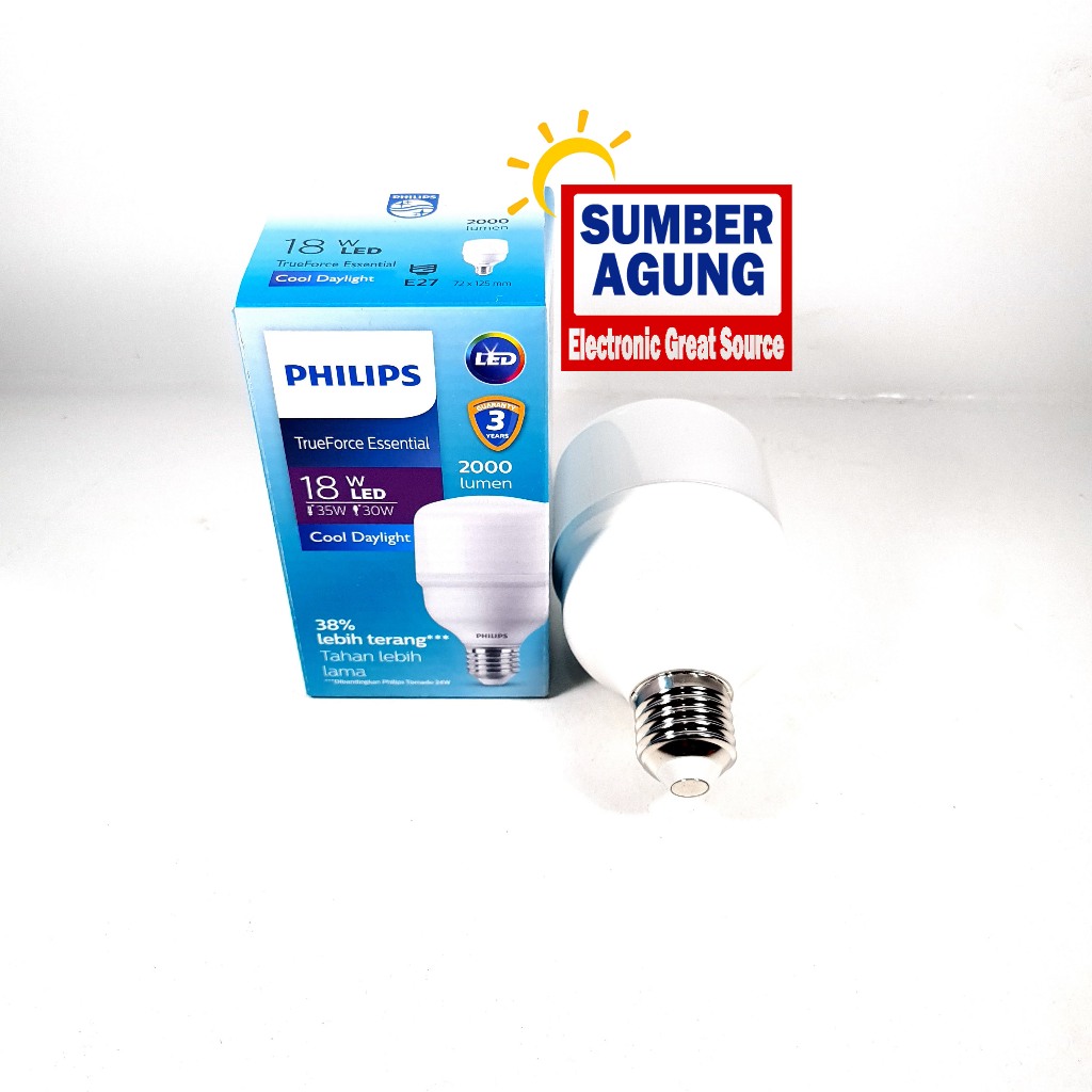 Jual Philips Lampu LED TrueForce Esential 18W Cool Daylight Cahaya Putih 18 Watt Original ...