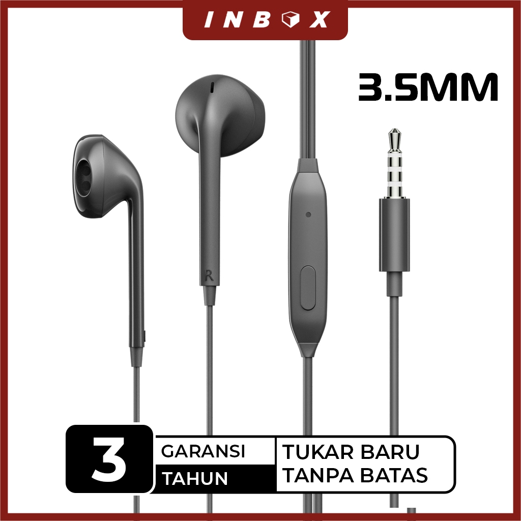 Jual INBOX HT-02 Earphone 3.5mm Stereo Clear Sound Bass Microphone ...