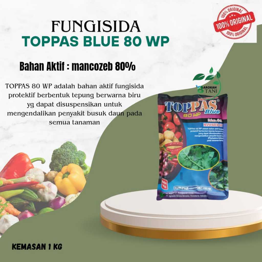Jual Fungisida Top Pas Blue 80WP Bahan Aktif Mankozeb 80% Berat 1 Kg ...
