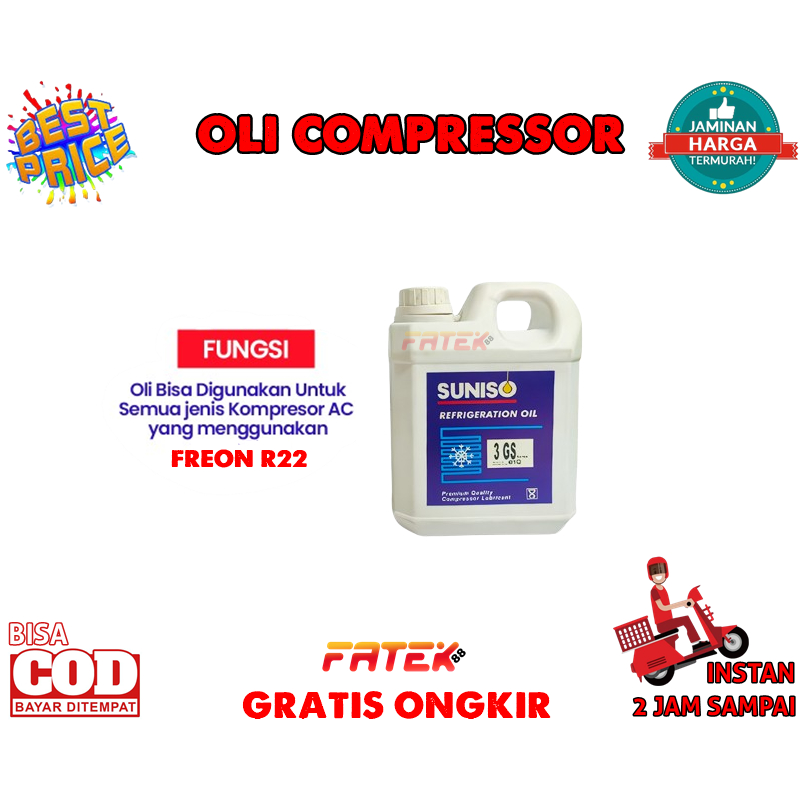 Jual OIL SUNISO 3GS DERIGEN 1LITER KOMPRESSOR AC | OLI COMPRESSOR AC 1L ...