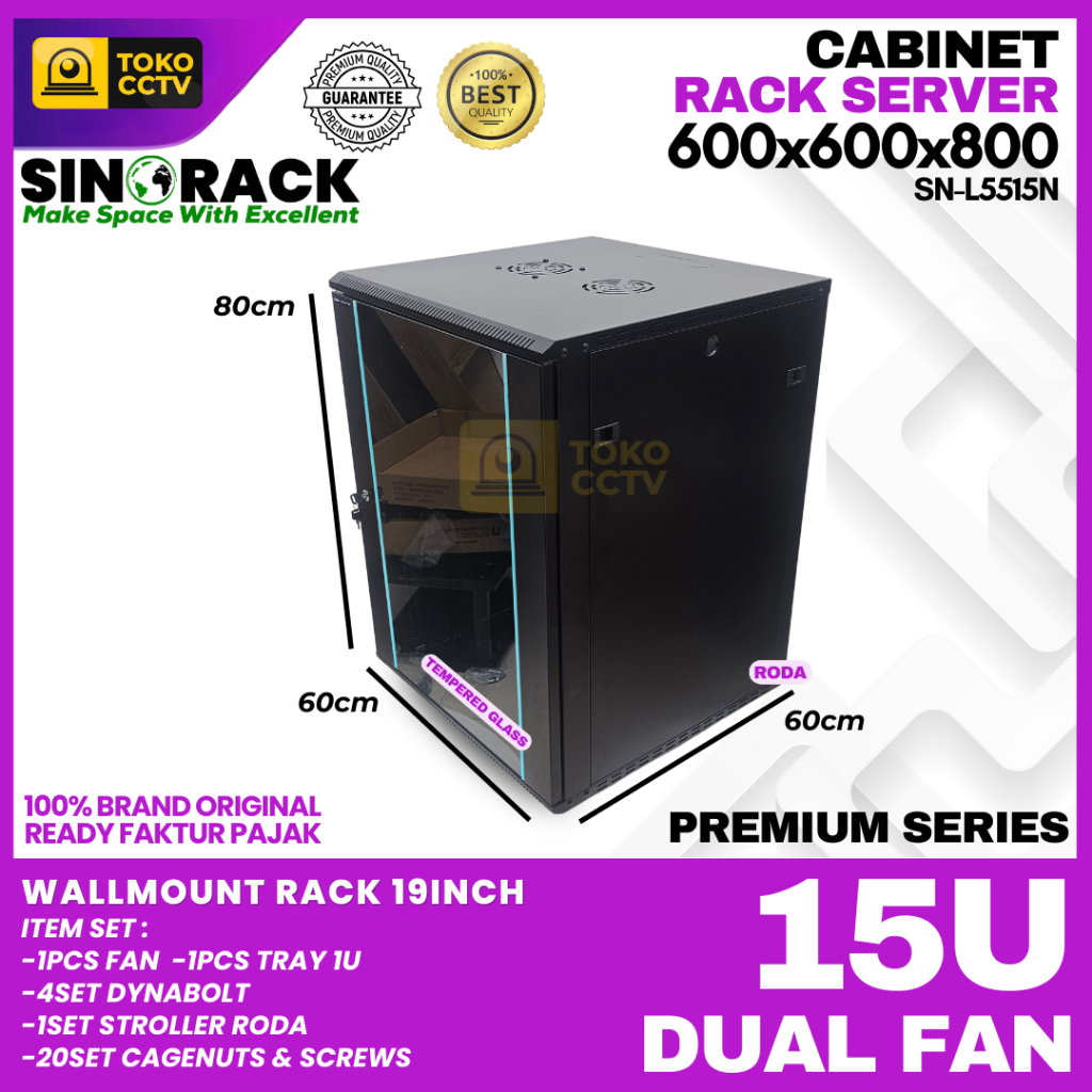 Jual Wallmount Rack Server 15U, Premium Series Rak Server Single Door ...