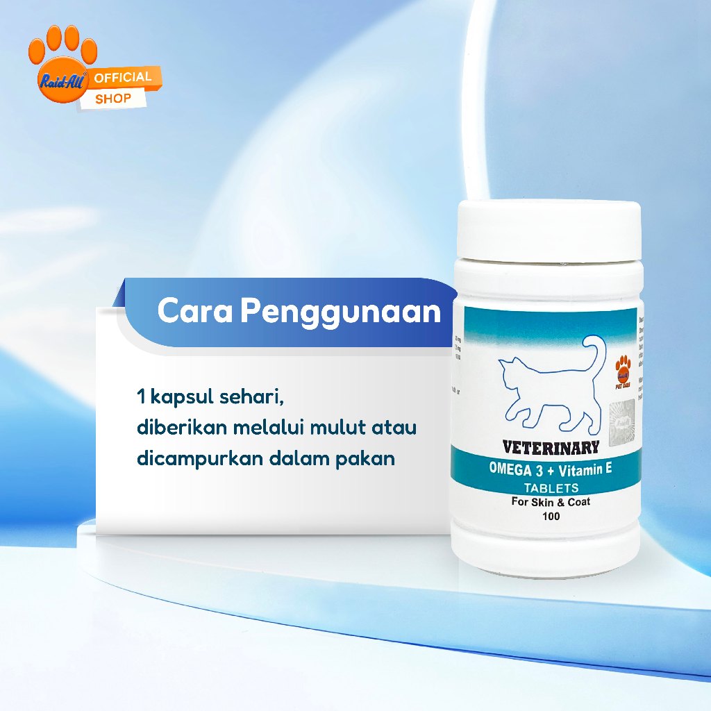 Jual RAID ALL - Veterinary Omega 3 + Vitamin E Cat 100 tablet | Shopee ...