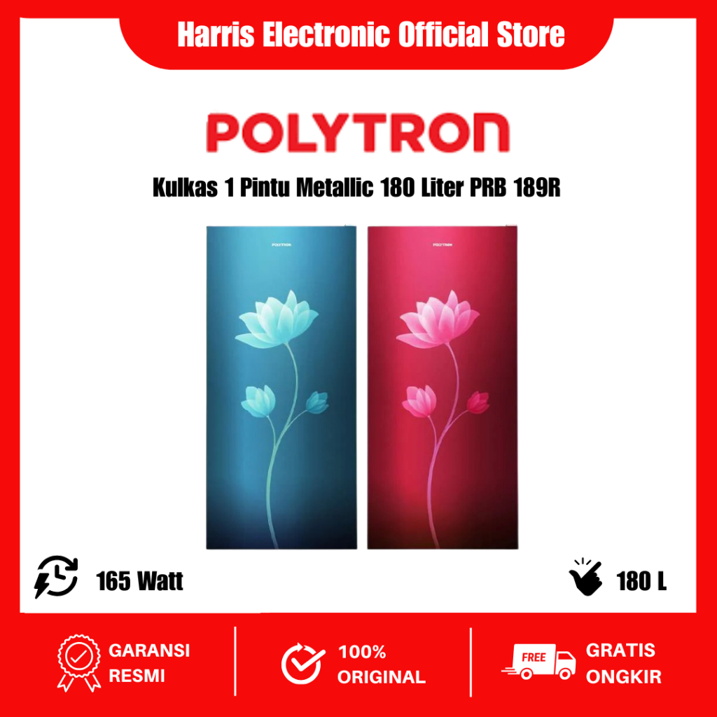 Jual Kulkas POLYTRON Beauty metal door 1 pintu 180 liter PRB 189B ...