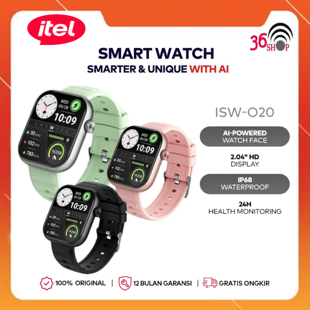 Jual itel Smart Watch ISW-O20 AI Watch Face | Pemantau Kesehatan 24 Jam ...