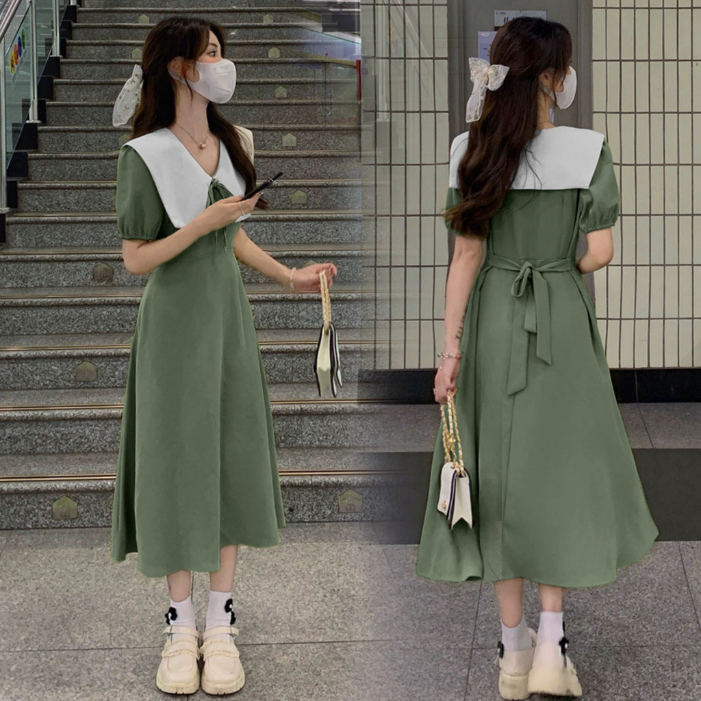 Jual FWG - Baju Dress Whily Korean Style Gaun Prancis Wanita Dress ...