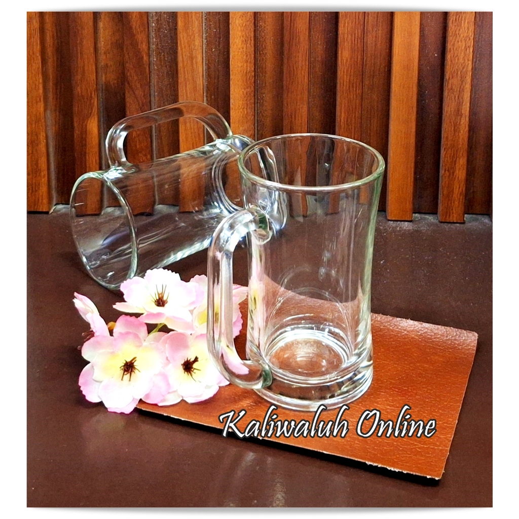 Jual Gelas Kaca Estetik 2 Pcs Gelas Bir Spanyol Polos 350 Ml Model Unik ...