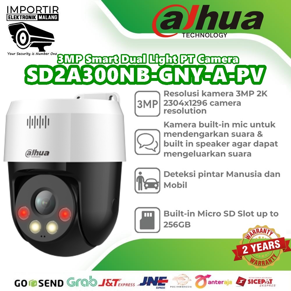 Jual PTZ DAHUA DH-SD2A300NB-GNY-A-PV PAN & TILT 3MP FULLCOLOR 2 WAY ...