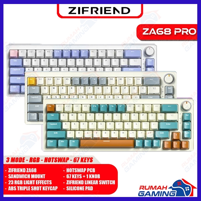 Jual ZIFRIEND ZA68 PRO - 65% - 3 Mode - Rgb - Hotswap - Mechanical ...